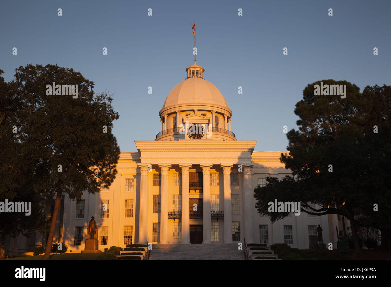 USA, Alabama, Montgomery, Alabama State Capitol, b. 1851, sunset Stock ...