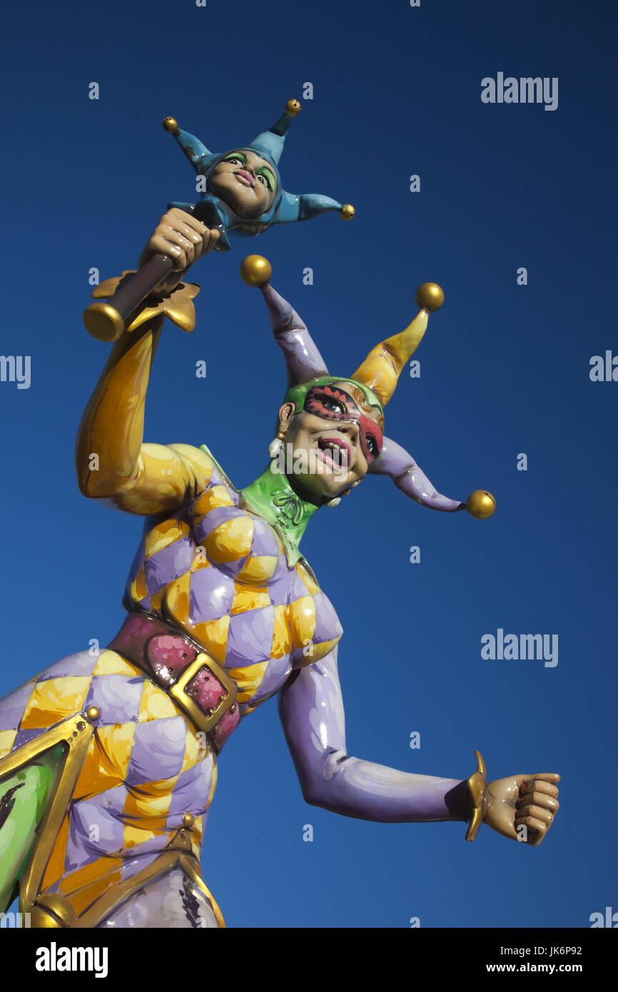 USA, Louisiana, New Orleans, Riverwalk, Mardi Gras jester statue Stock ...