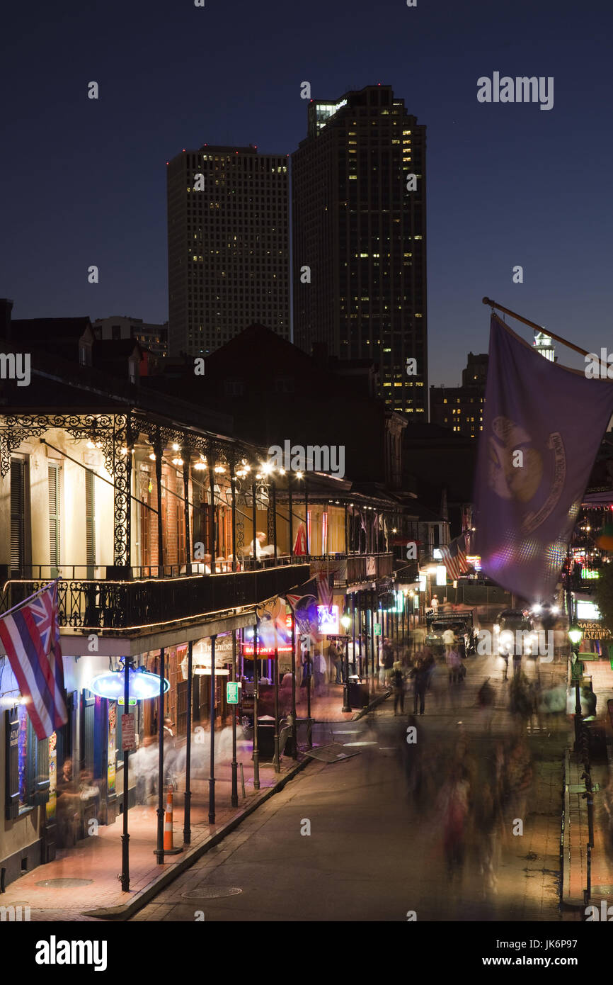 USA, Louisiana, New Orleans, French Quarter, Bourbon Street and city ...