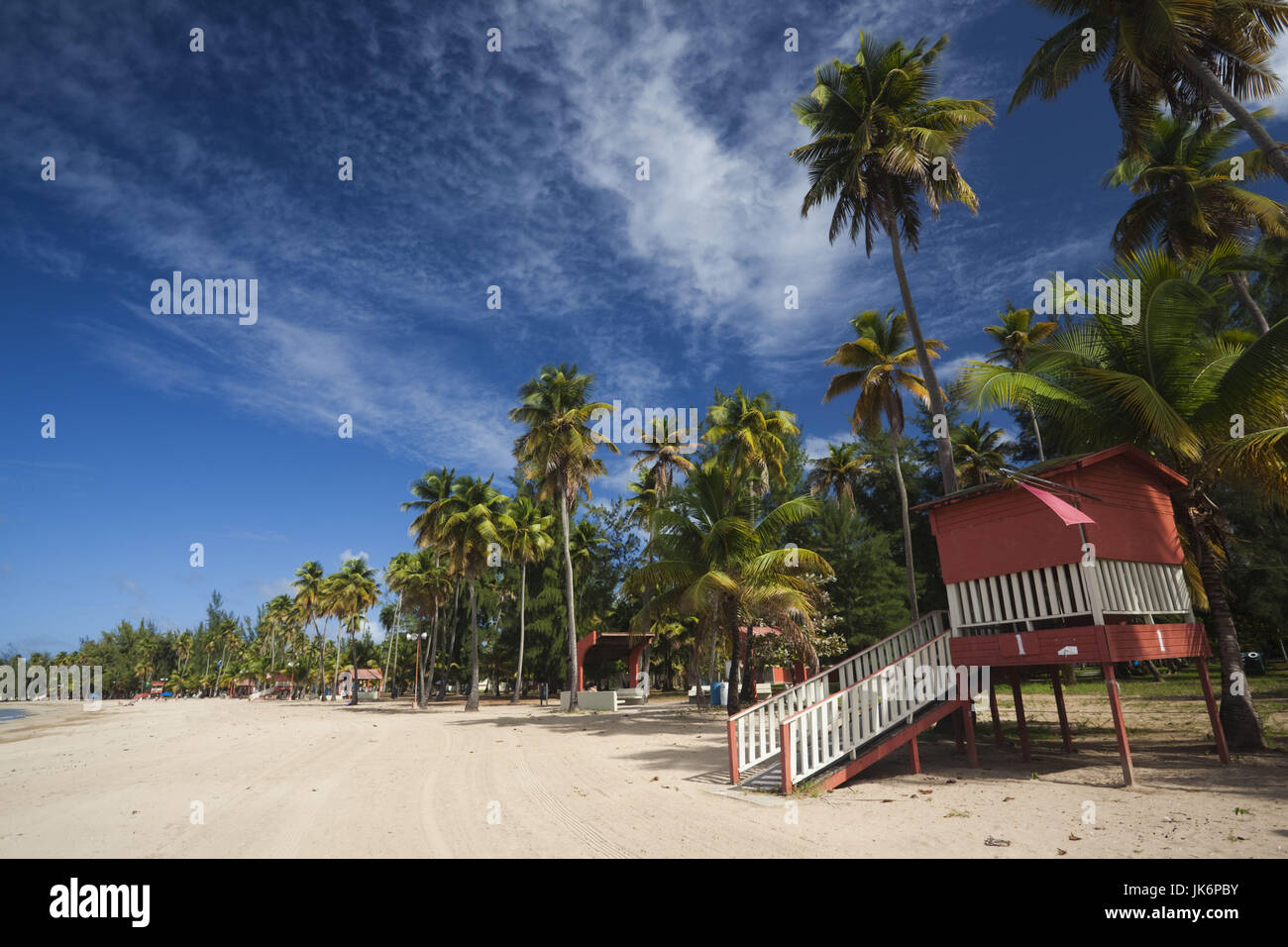 Puerto Rico, East Coast, Luquillo, Playa Luquillo Beach, life guard ...