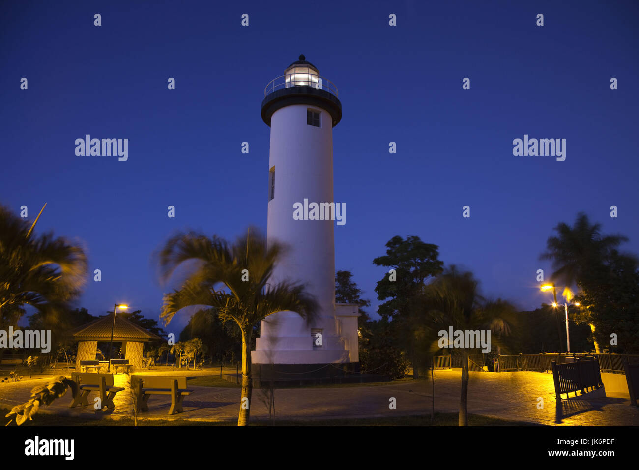 Puerto Rico, West Coast, Rincon, Punta Higuero Lighthouse, evening ...