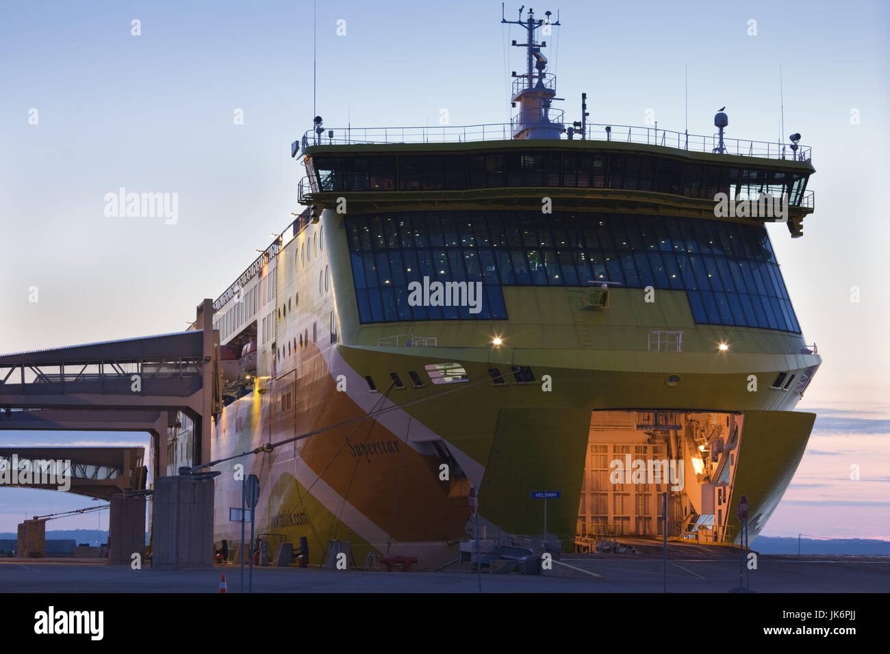 Estonia, Tallinn, Passenger Port, international ferry, sunrise Stock ...