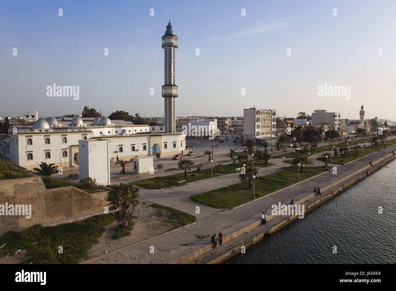 Tunisia, Northern Tunisia, Bizerte, buildings along the port canal ...