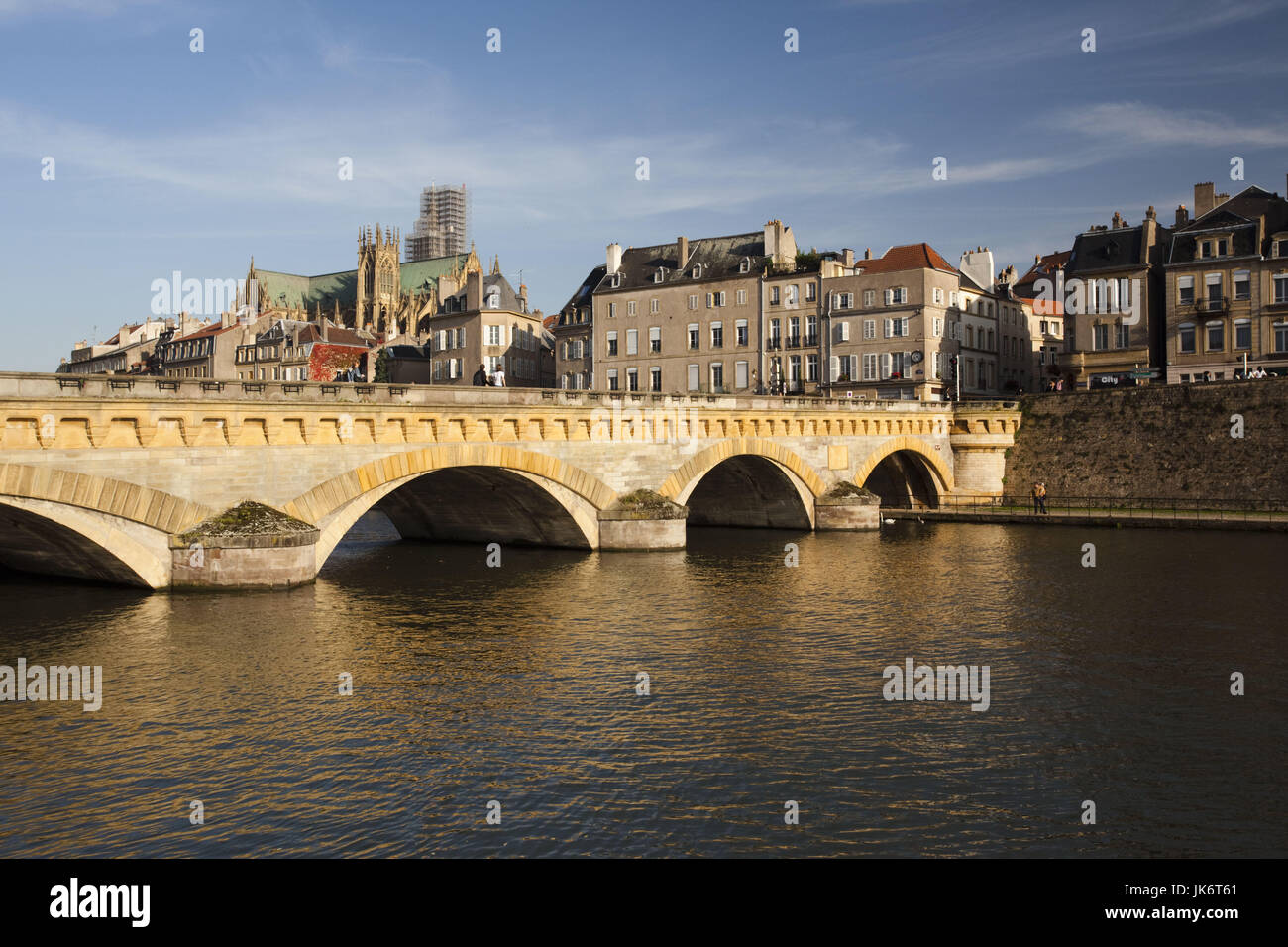 France, Moselle, Lorraine Region, Metz, town view from Moselle River ...