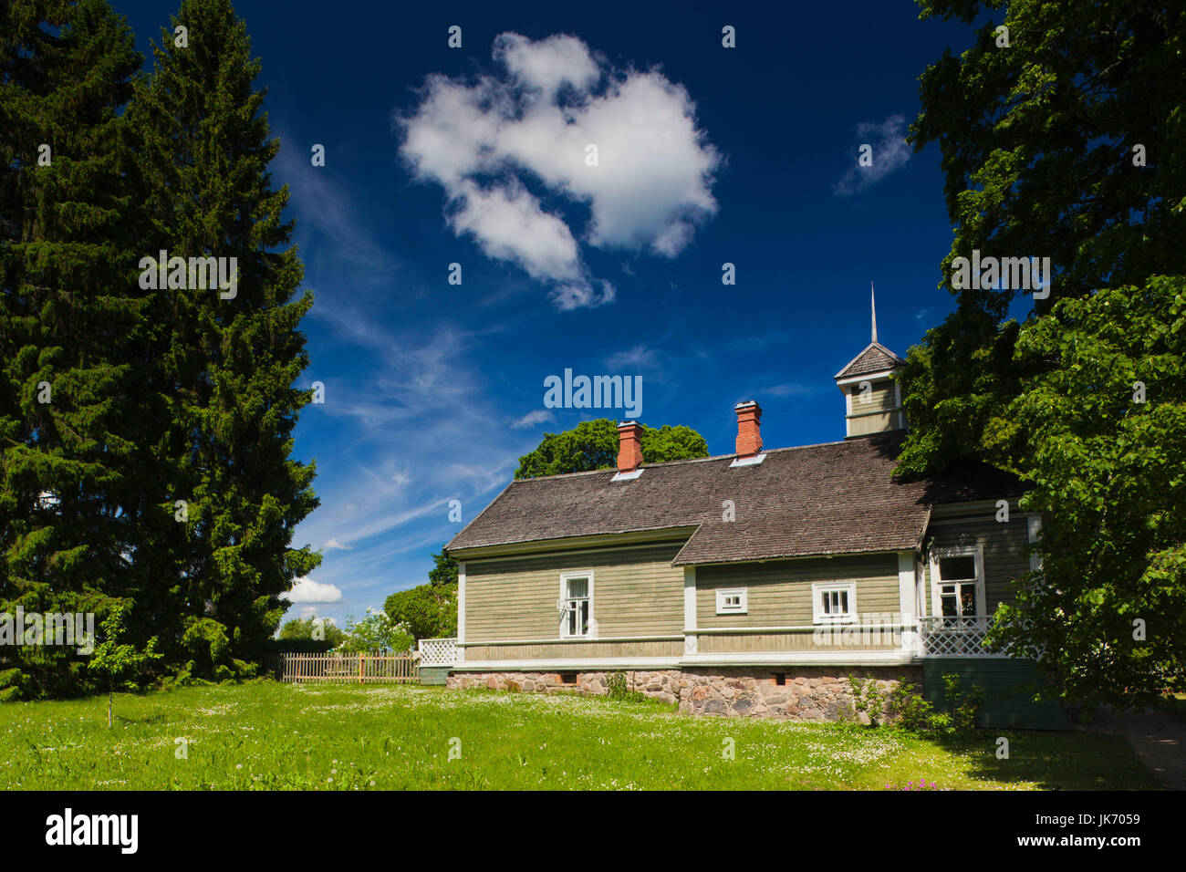 Russia, Pskovskaya Oblast, Pushkinskie Gory, estate building at ...