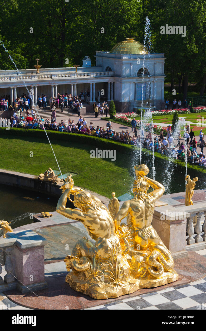 Russia, Saint Petersburg, Peterhof, Grand Cascade fountains Stock Photo ...