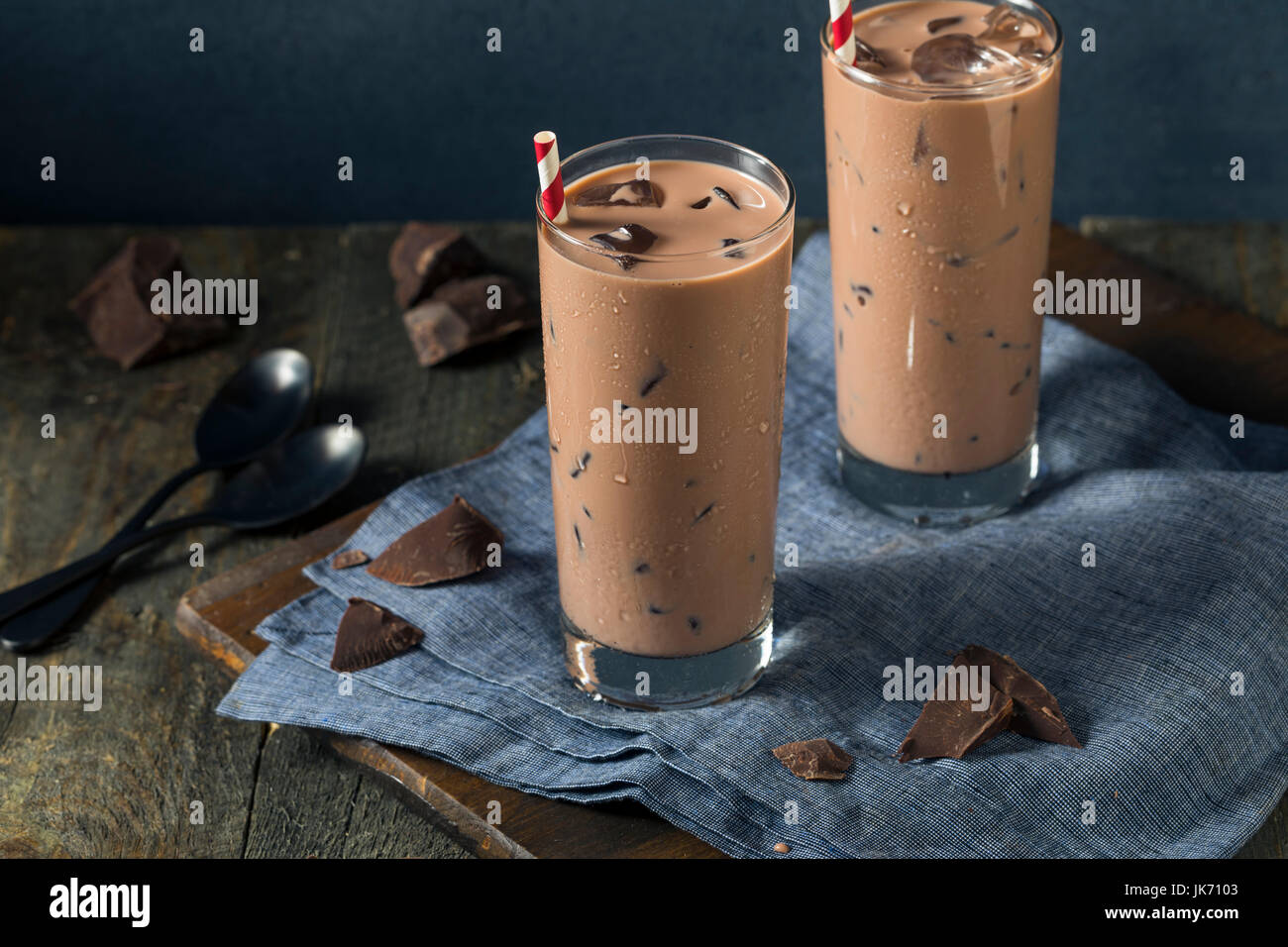 Cold Refreshing Iced Hot Chocolate Milk with Ice Stock Photo - Alamy