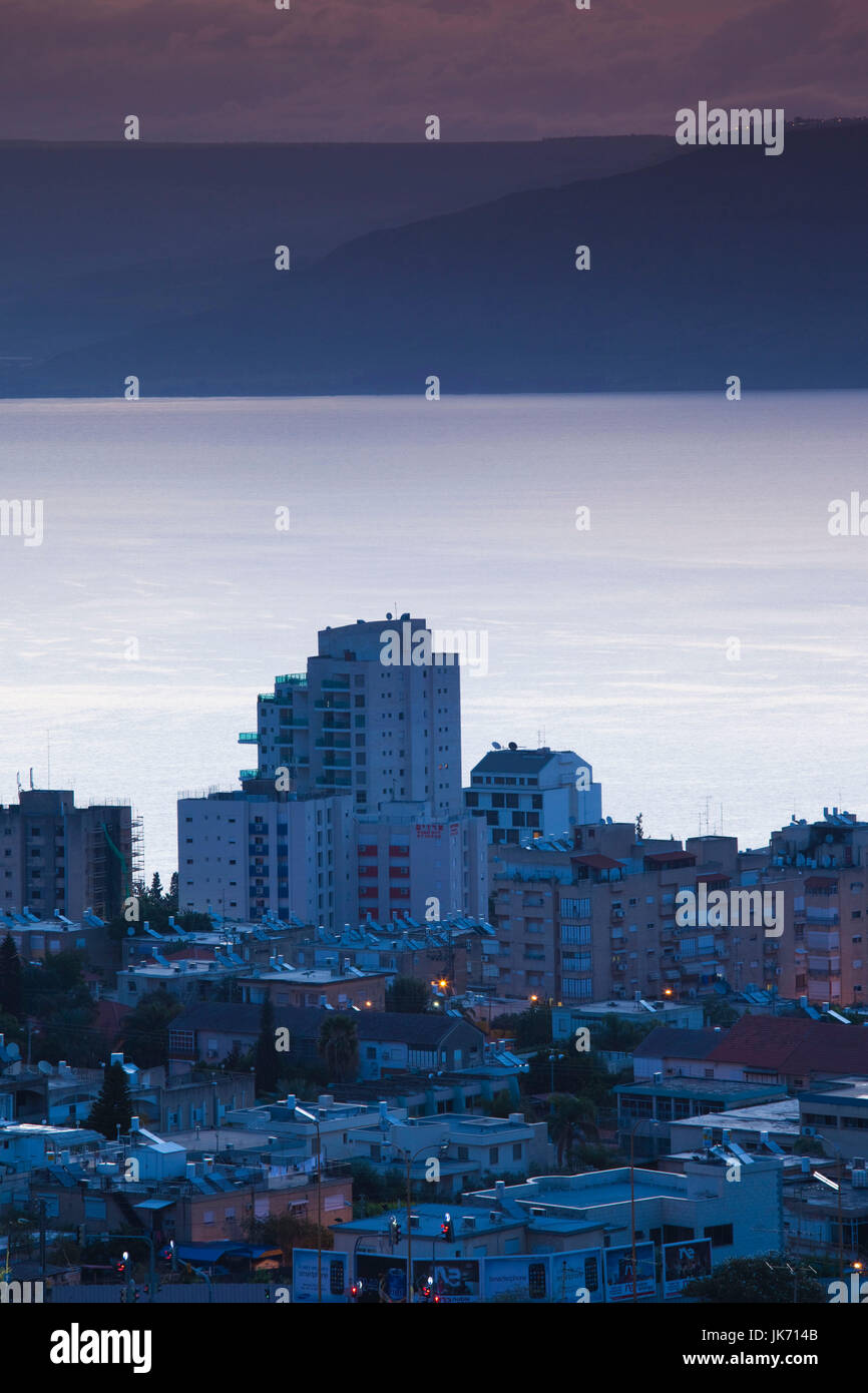 Israel, The Galilee, Tiberias, elevated town view and of Sea of Galilee ...