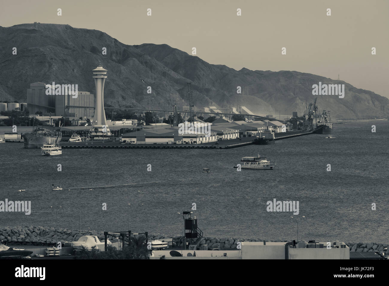 Jordan, Aqaba, elevated view of the Port of Aqaba, dusk Stock Photo - Alamy