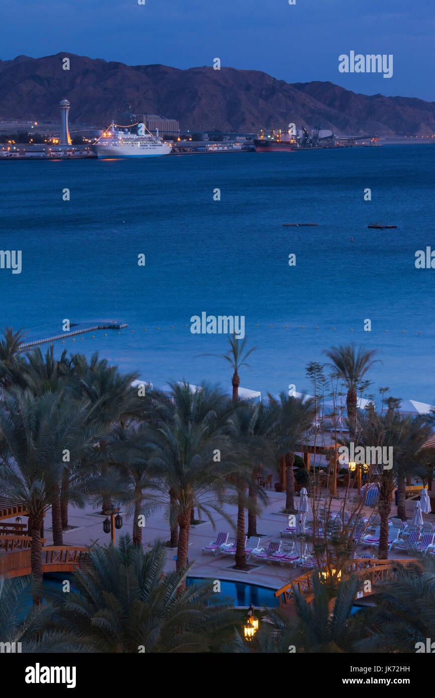 Jordan, Aqaba, Aqaba Port, dusk, elevated view Stock Photo - Alamy