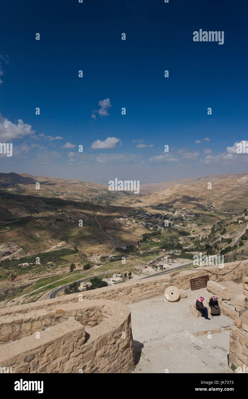 Jordan, Kings HIghway, Karak, view from the Karak Crusader Castle Stock ...