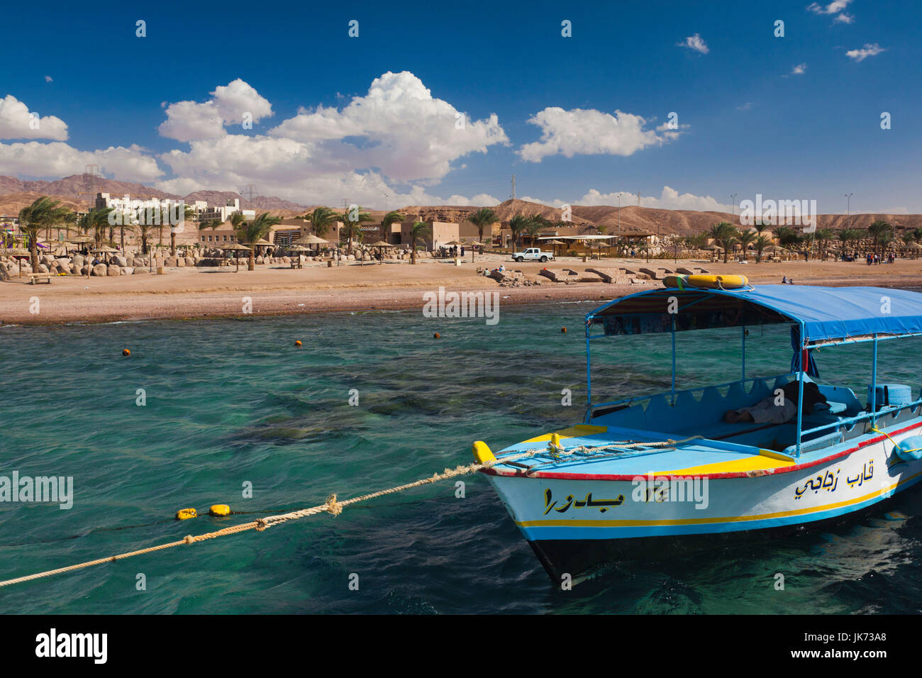 Jordan, Aqaba, King Abdallah Reef Tourism Area, Red Sea beach Stock ...