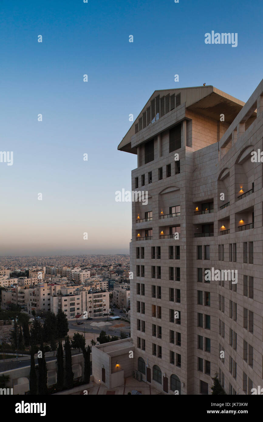 Jordan, Amman, elevated view of the Sheraton Hotel, dusk Stock Photo ...