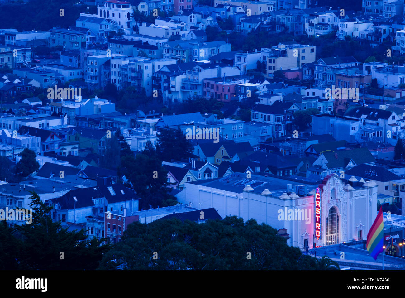 USA, California, San Francisco, The Castro, elevated neighborhood view ...