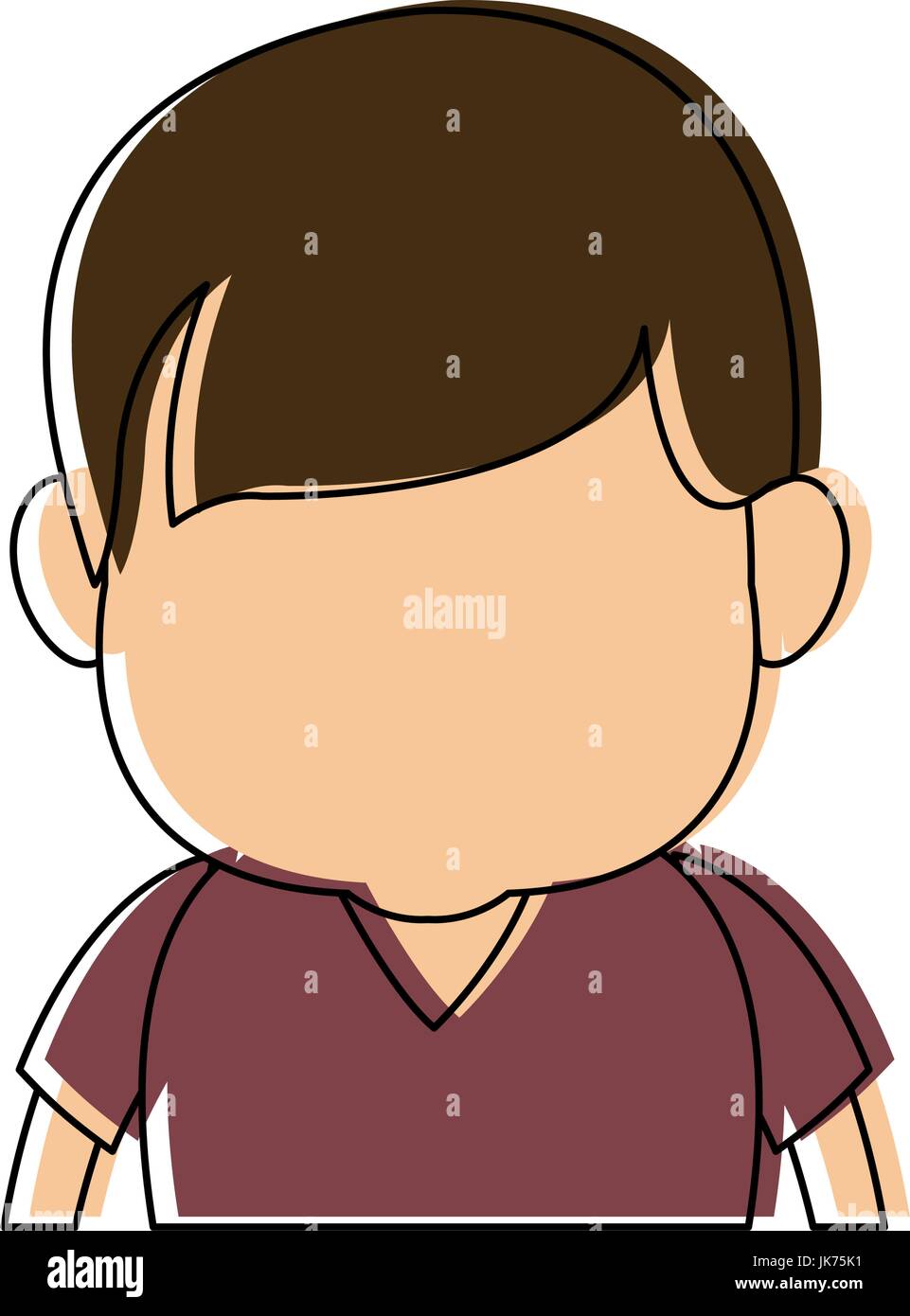 caricature faceless front view half body boy with hairstyle Stock ...