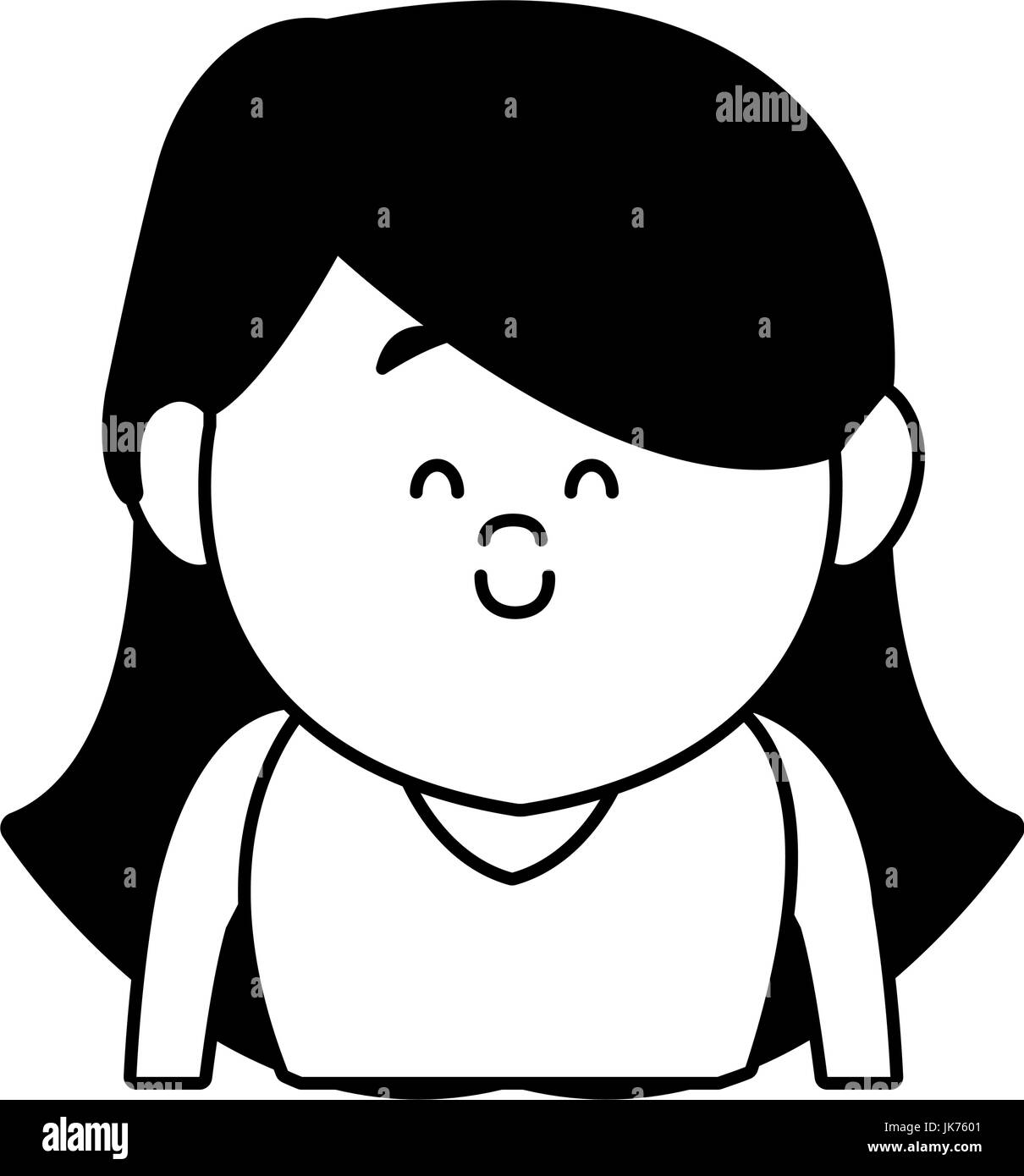portrait woman female cartoon in monochrome design Stock Vector Image ...