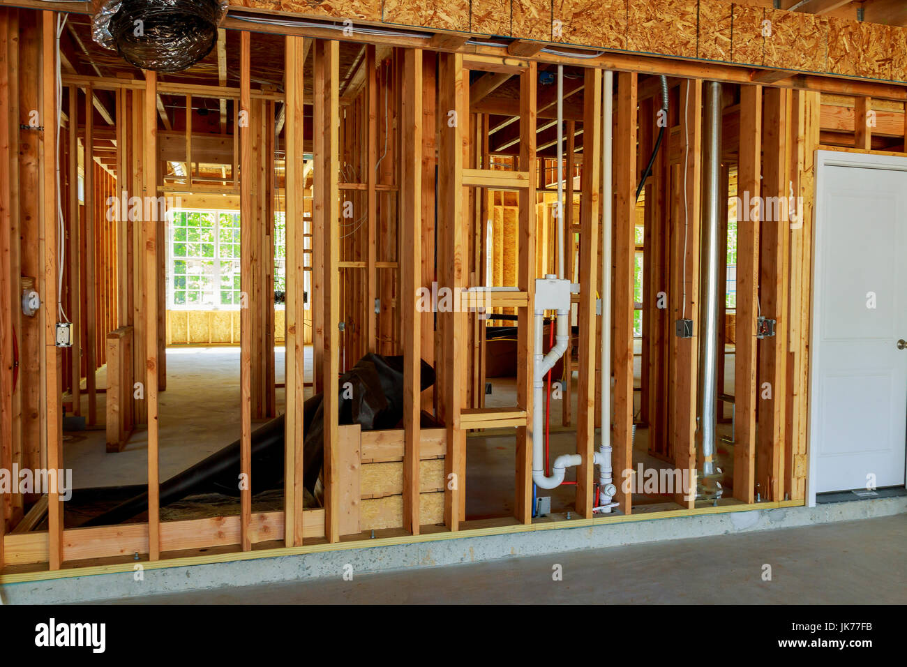 unfinished wood frame building or a house Stock Photo - Alamy