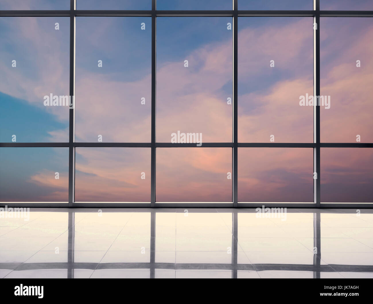 glasses window with twilight sky background Stock Photo - Alamy