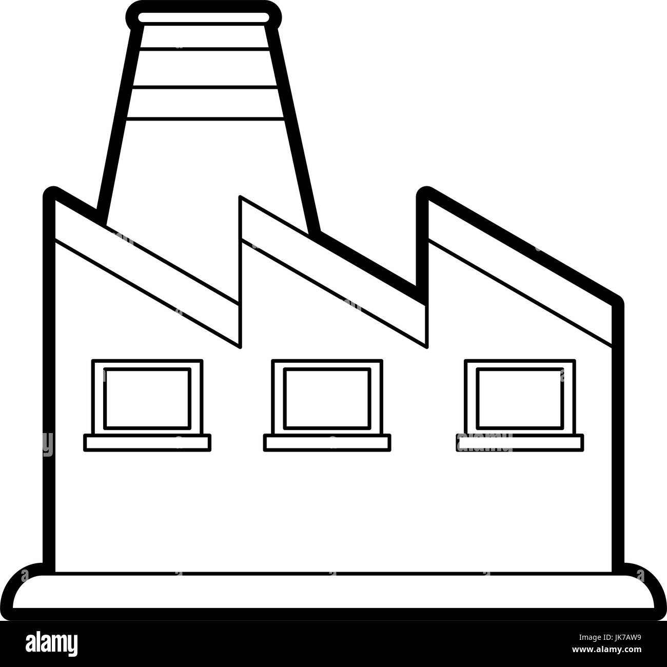 Cartoon Building Factory Structure Black and White Stock Photos ...