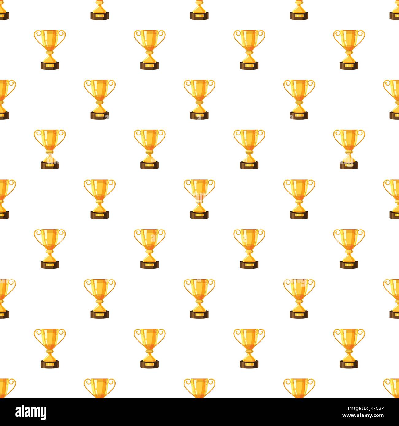 Gold trophy cup pattern seamless repeat in cartoon style vector ...