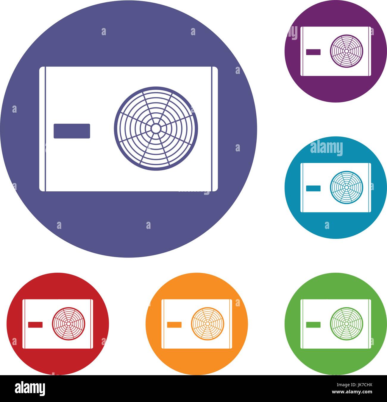 Outdoor compressor of air conditioner icons set Stock Vector Image ...