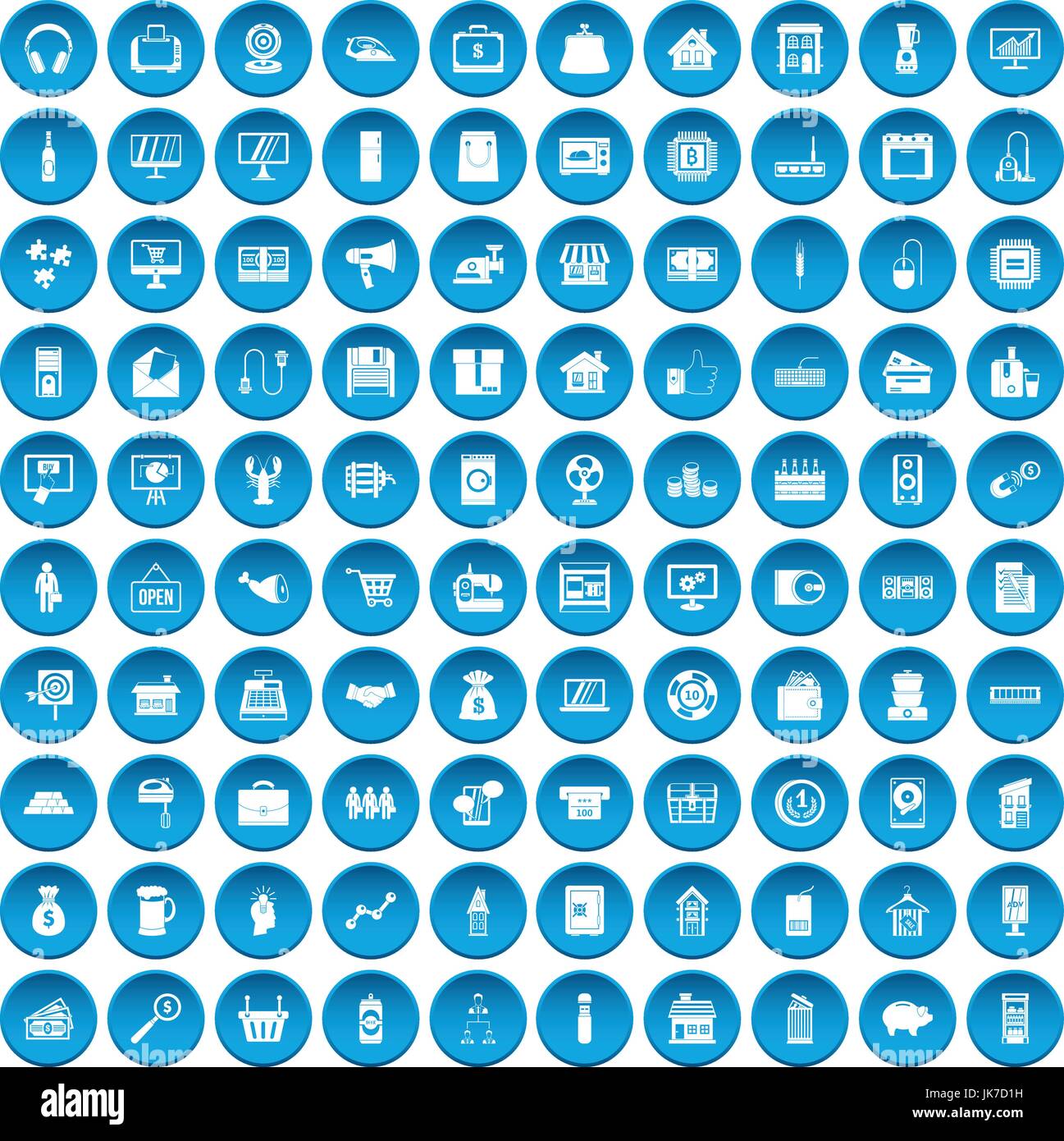 100 sales icons set blue Stock Vector Image & Art - Alamy