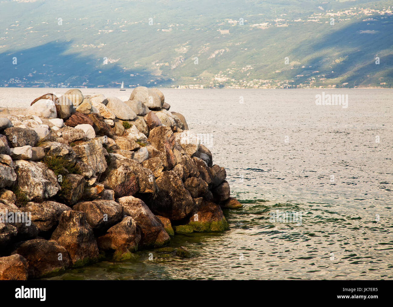 Rocks on the lake view, horizontal image Stock Photo - Alamy
