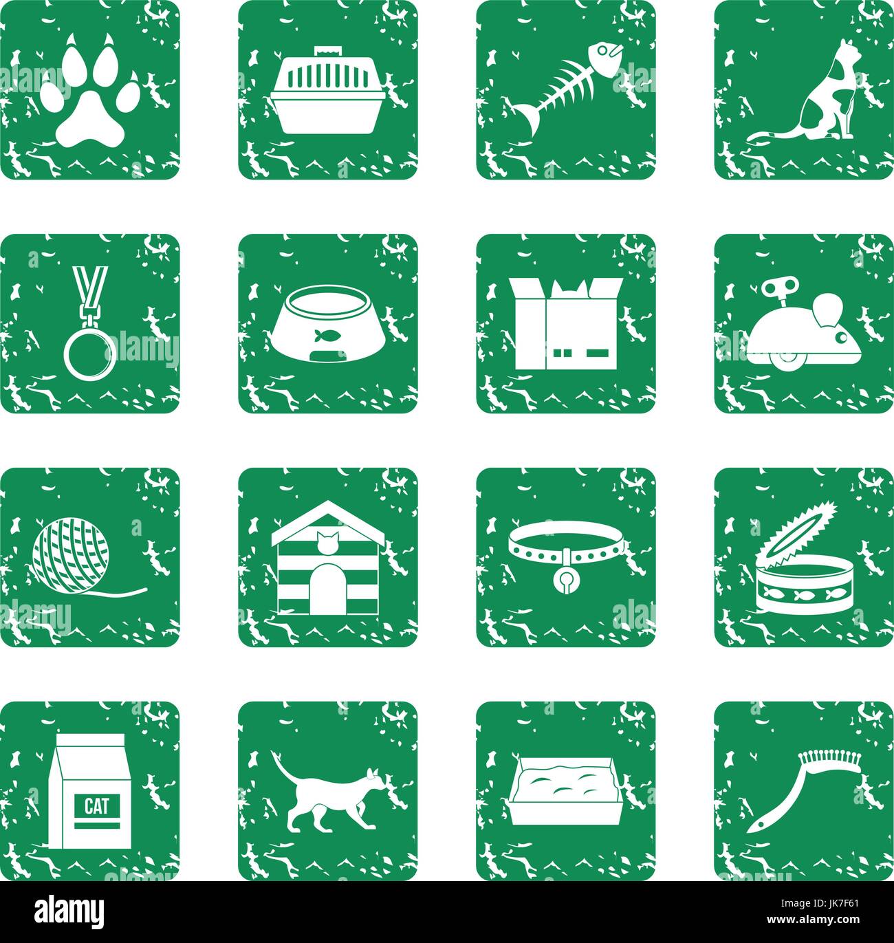 Cat care tools icons set grunge Stock Vector Image & Art - Alamy
