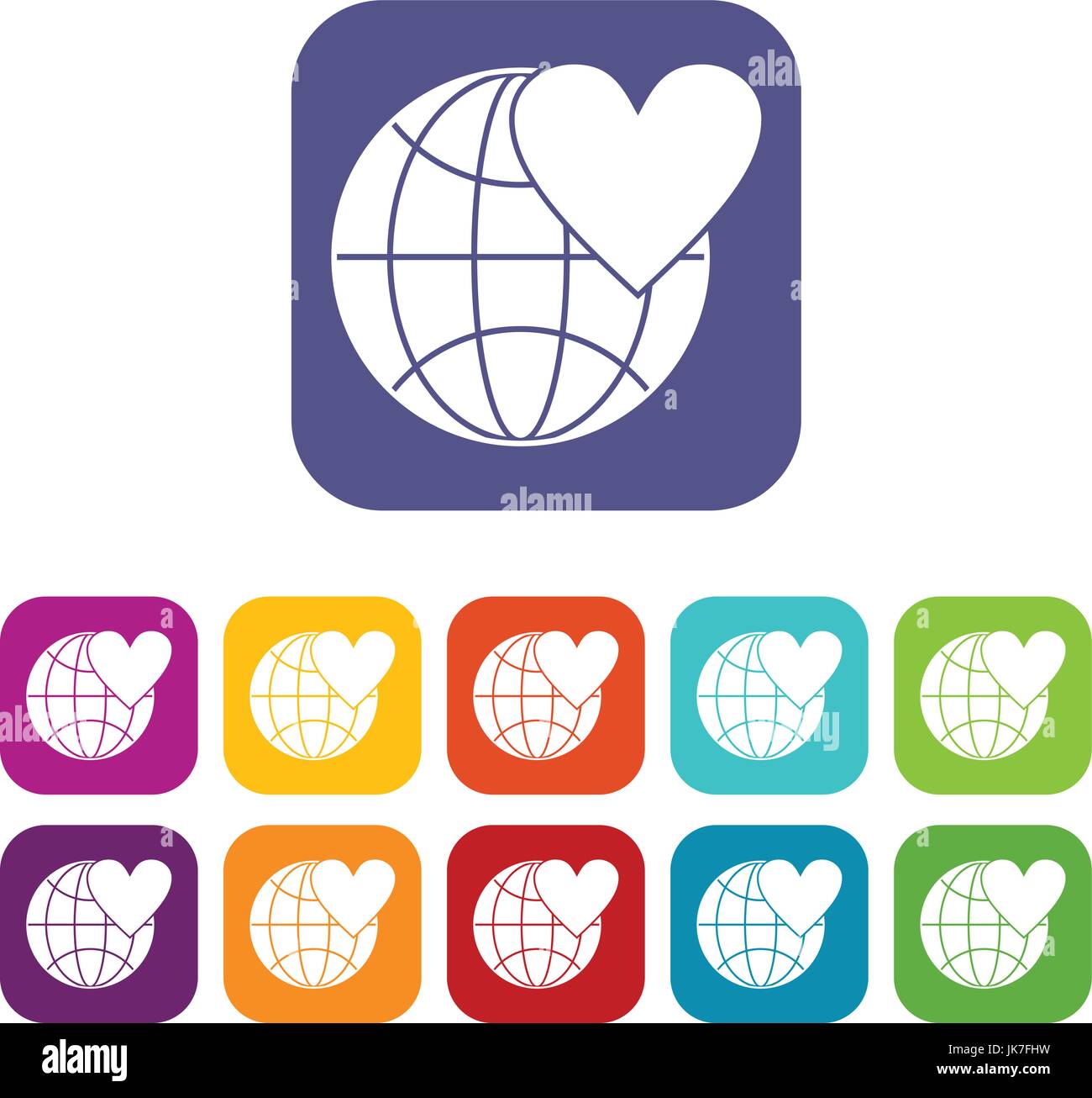 Earth world globe with heart icons set Stock Vector Image & Art - Alamy