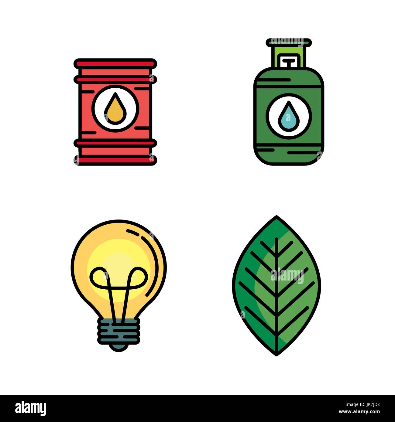 Colorful energy resources set over white background Stock Vector Image ...