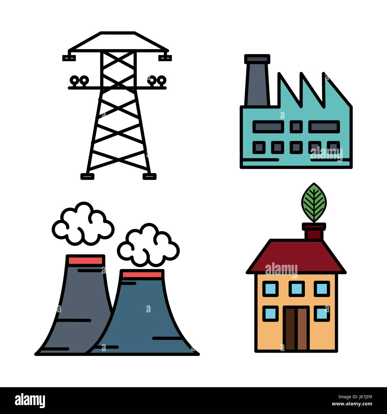 Colorful energy resources set over white background Stock Vector Image ...