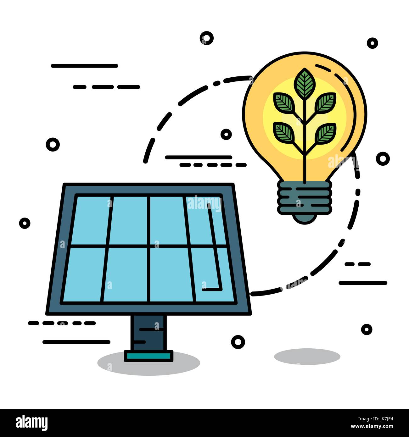 Solar panel and light bulb with crop over white background Stock Vector ...