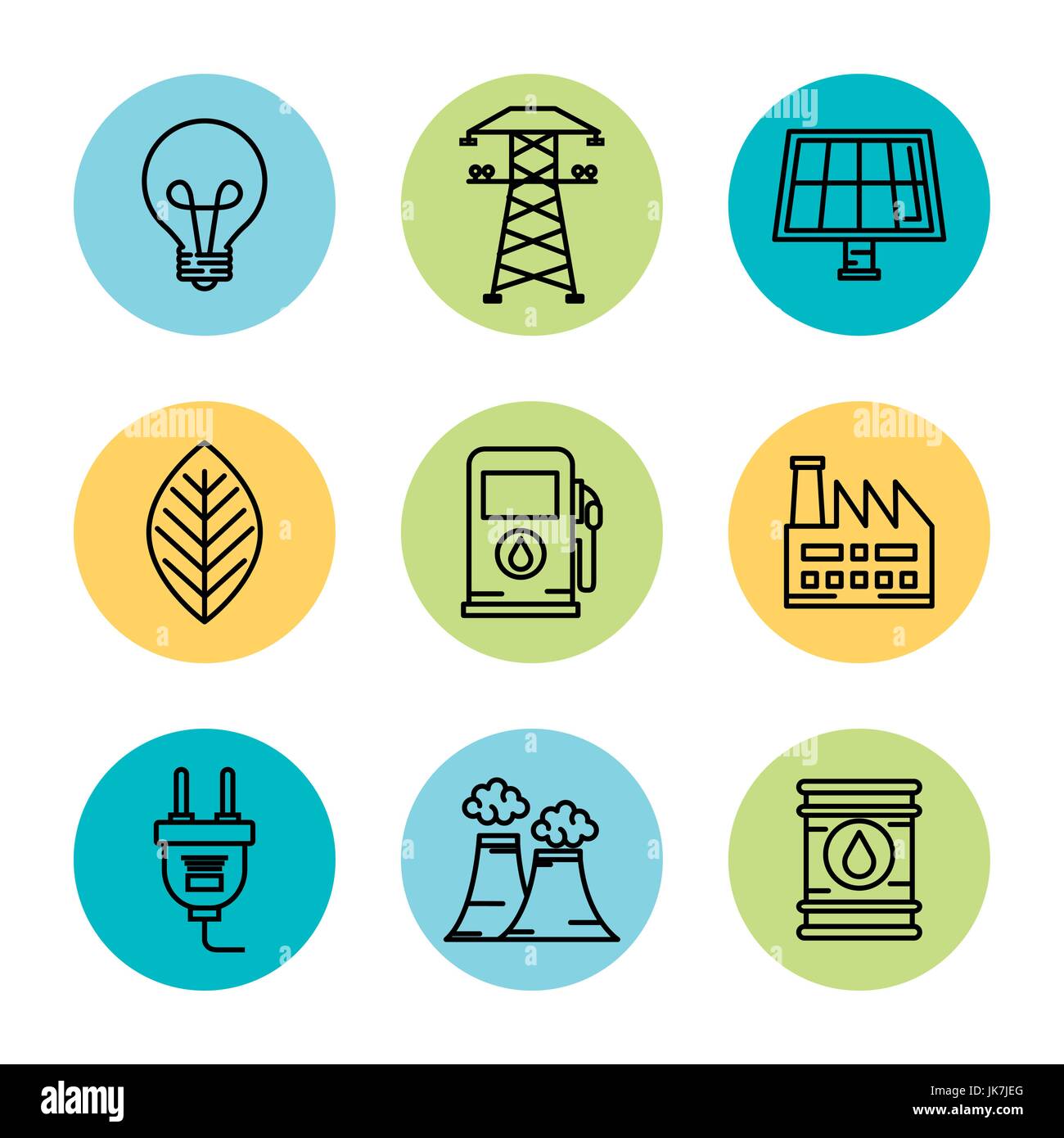 Hand drawn energy related objects over white background vector ...