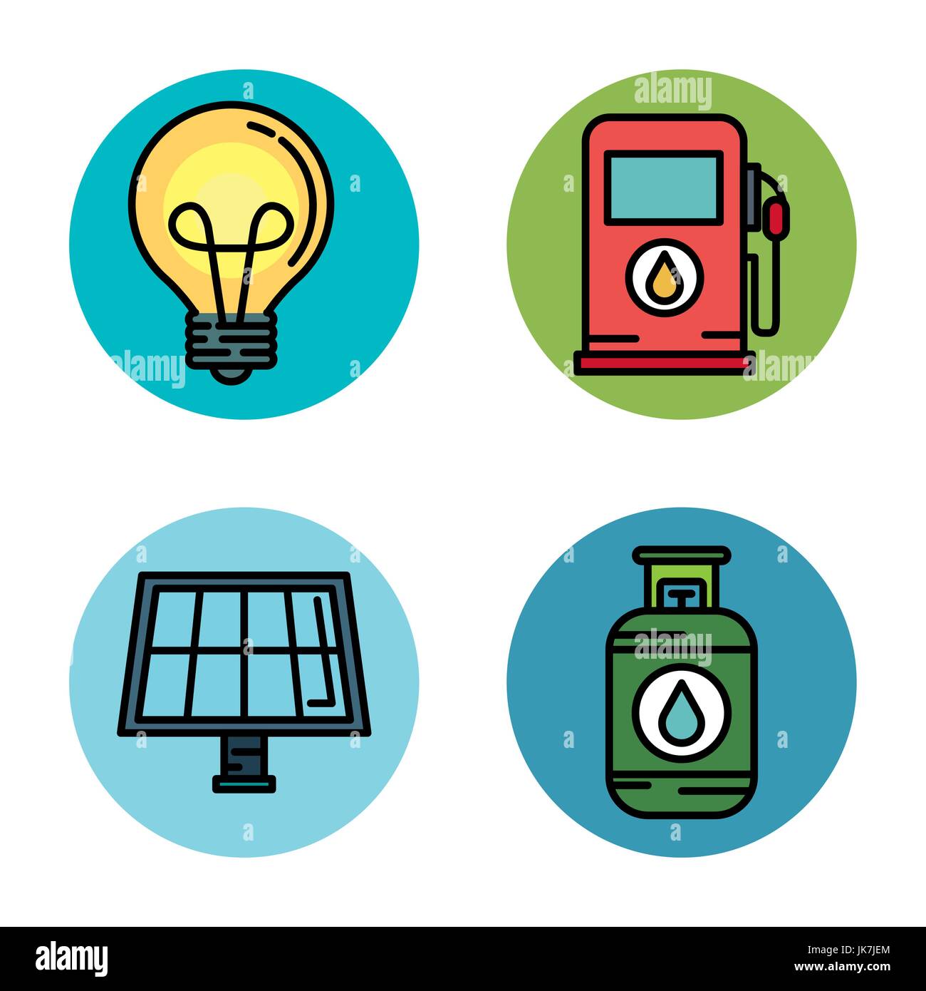 Energy related object icons over white background vector illustration ...