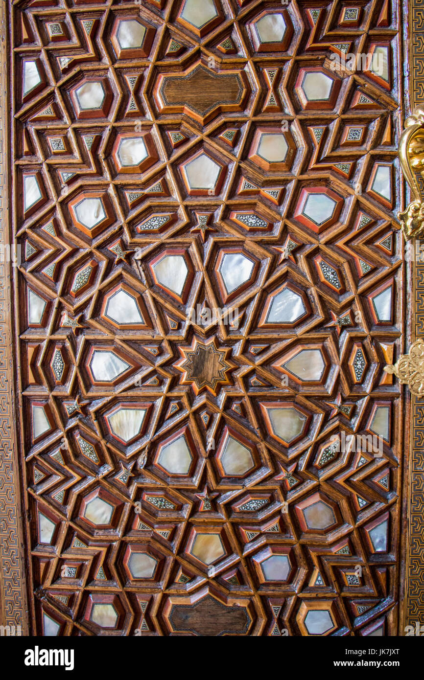 Ottoman Turkish art with geometric patterns on wood Stock Photo - Alamy
