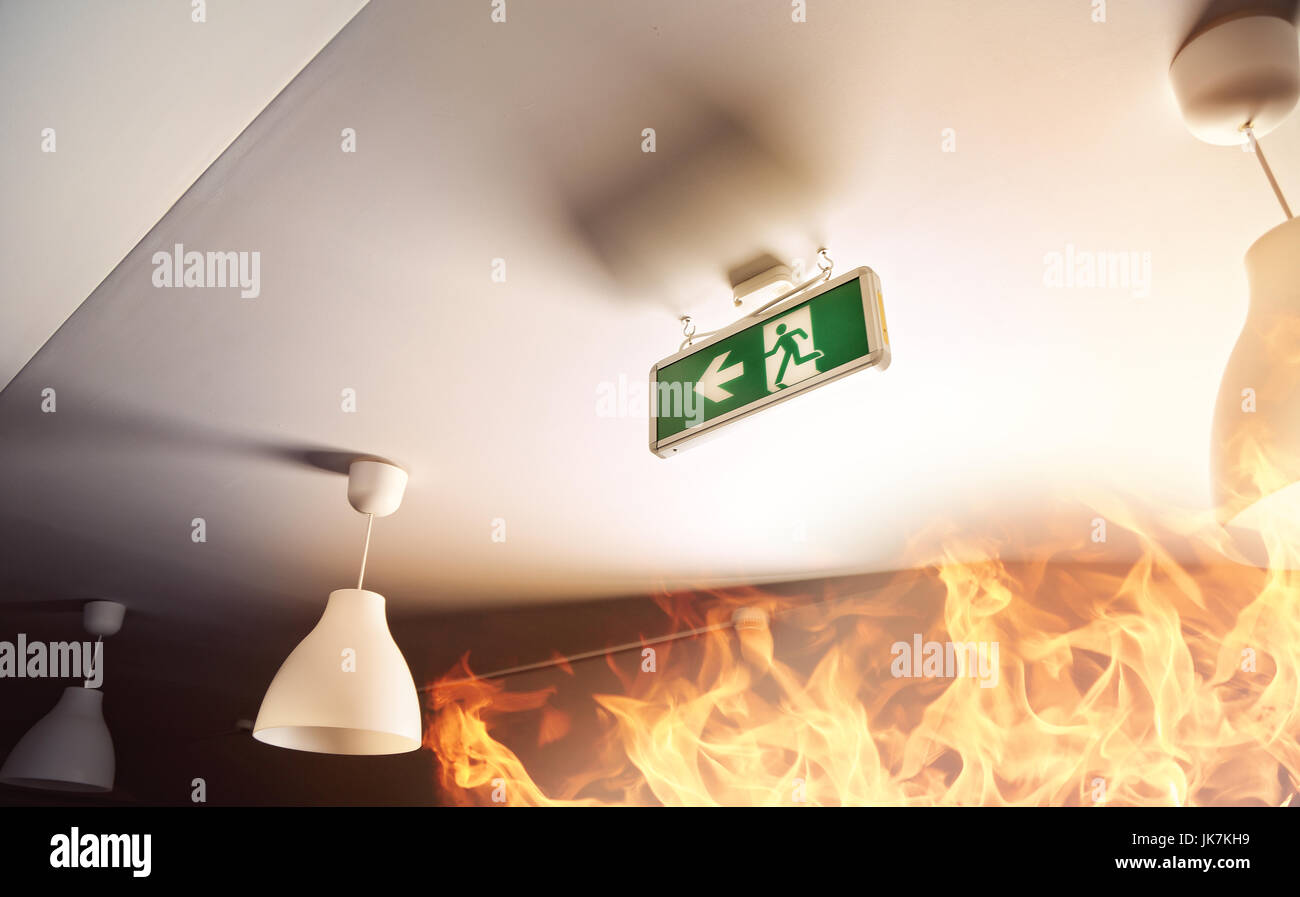 Fire in the office building Stock Photo - Alamy
