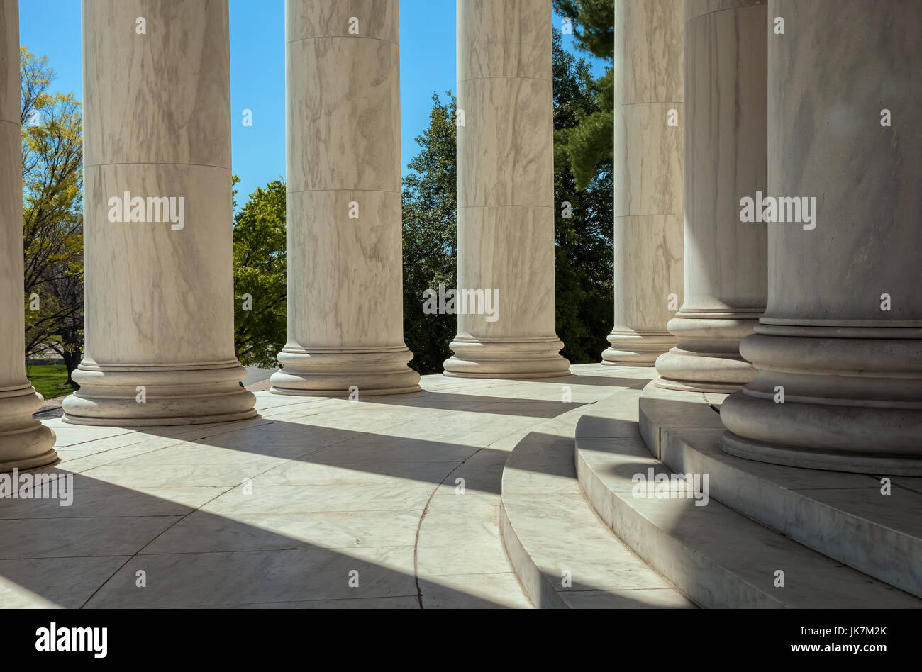 the columns at the Thomas Jefferson Memorial Building in Washington, D ...