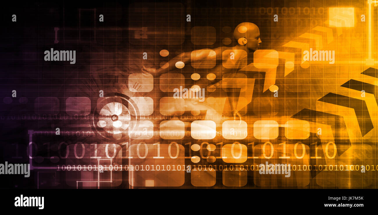 Binary Data Stream with Arrows on Digital Abstract Stock Photo - Alamy