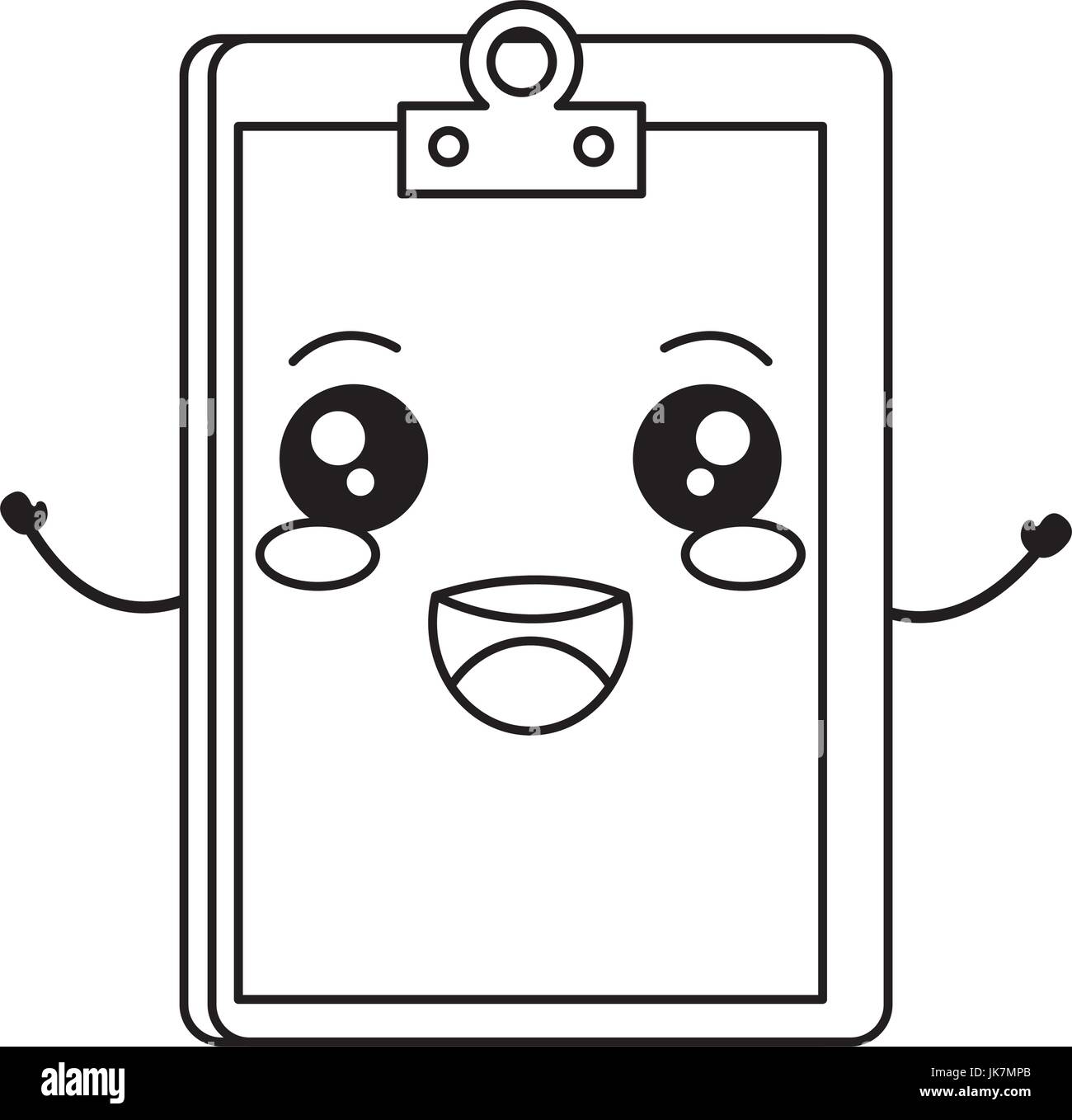 clipboard paper kawaii character vector illustration design Stock ...