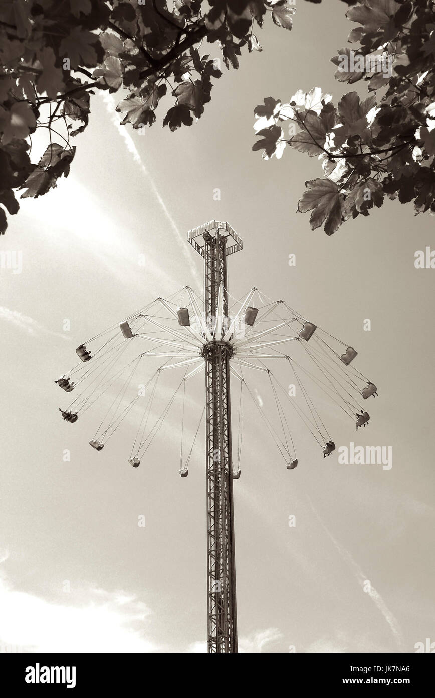 Aerial roundabout ride on Pier Head Village amusement park,Liverpool,UK ...