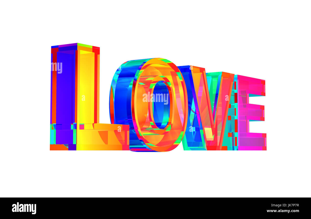 Multicolor Love Word On White Background. 3D Illustration Stock Photo ...