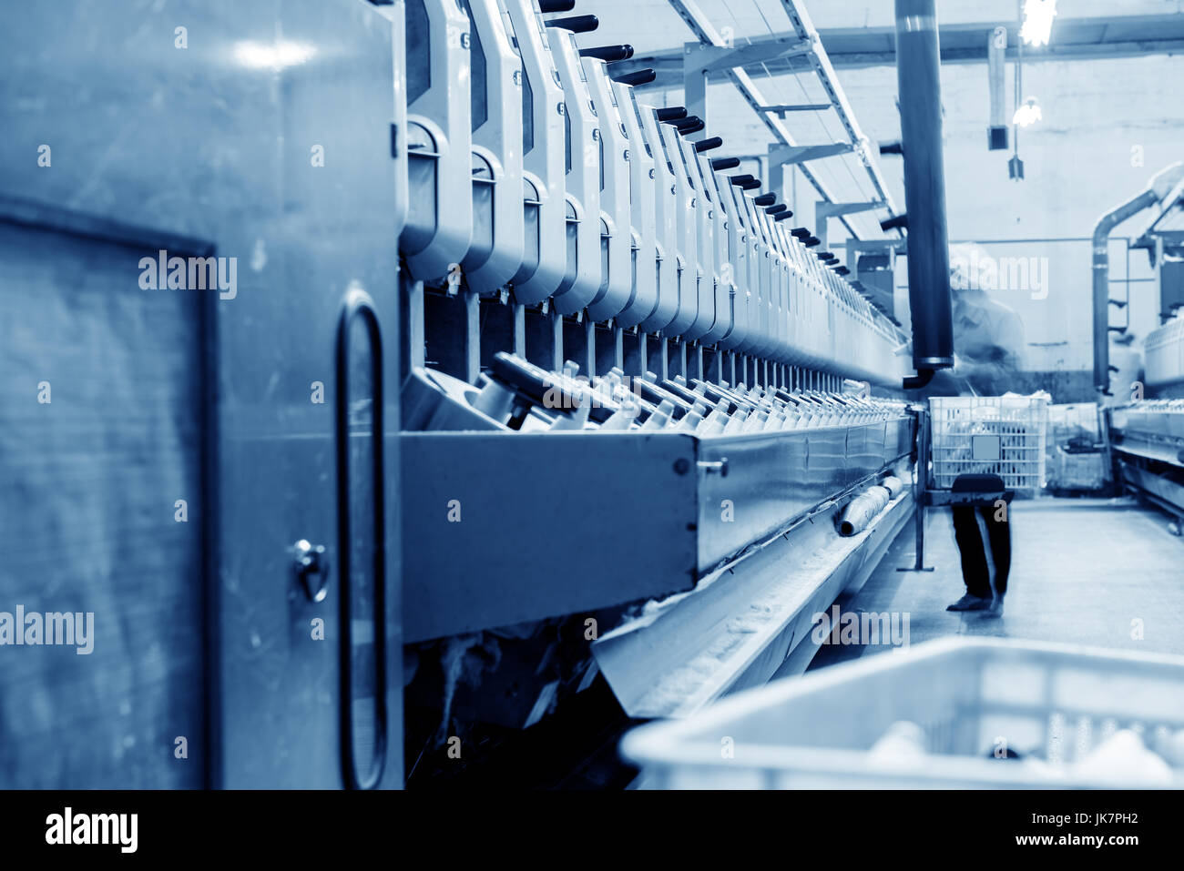 Textile mill workshop interior, working female workers Stock Photo - Alamy