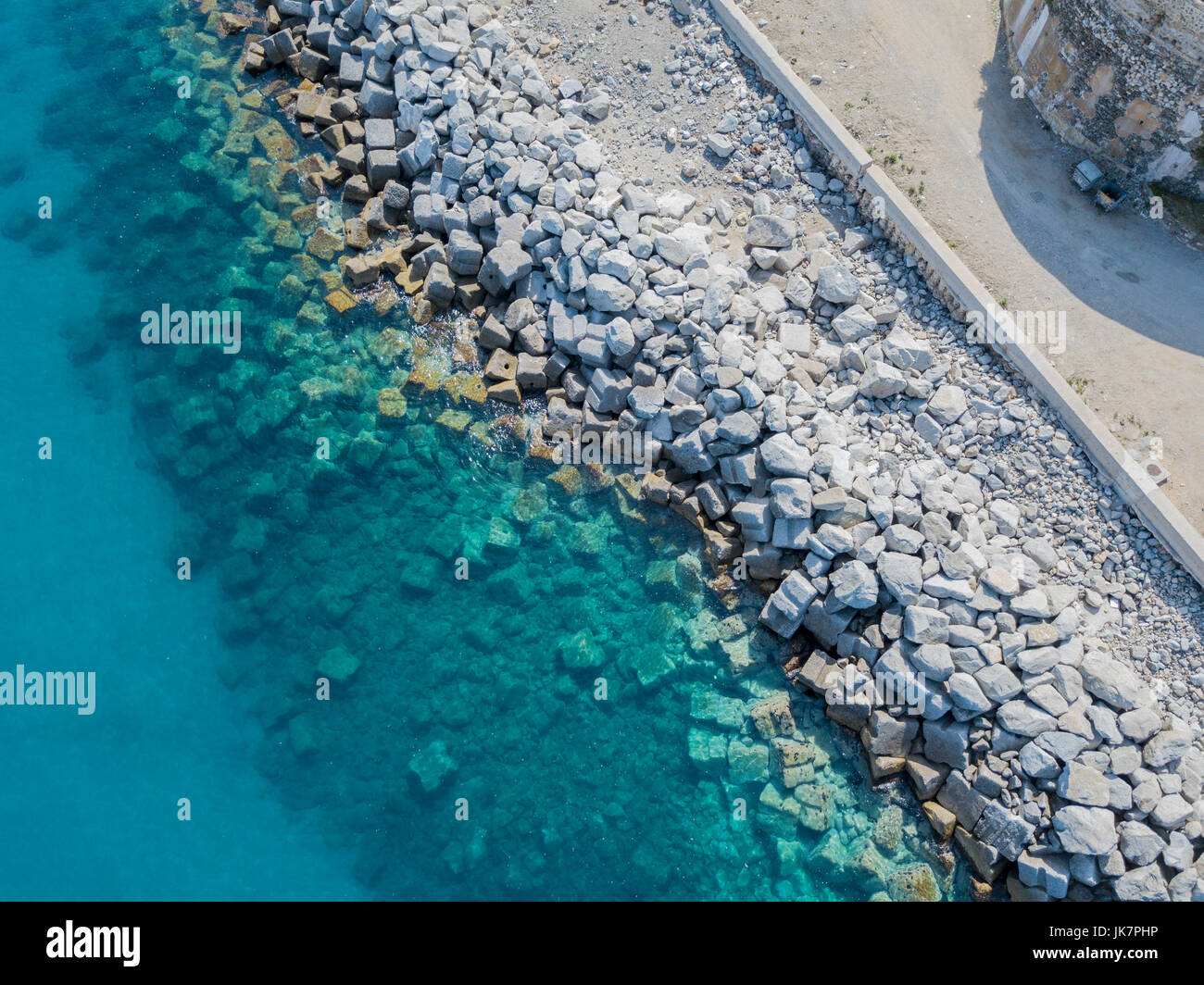 Aerial view of rocks on the sea. Overview of the seabed seen from above ...