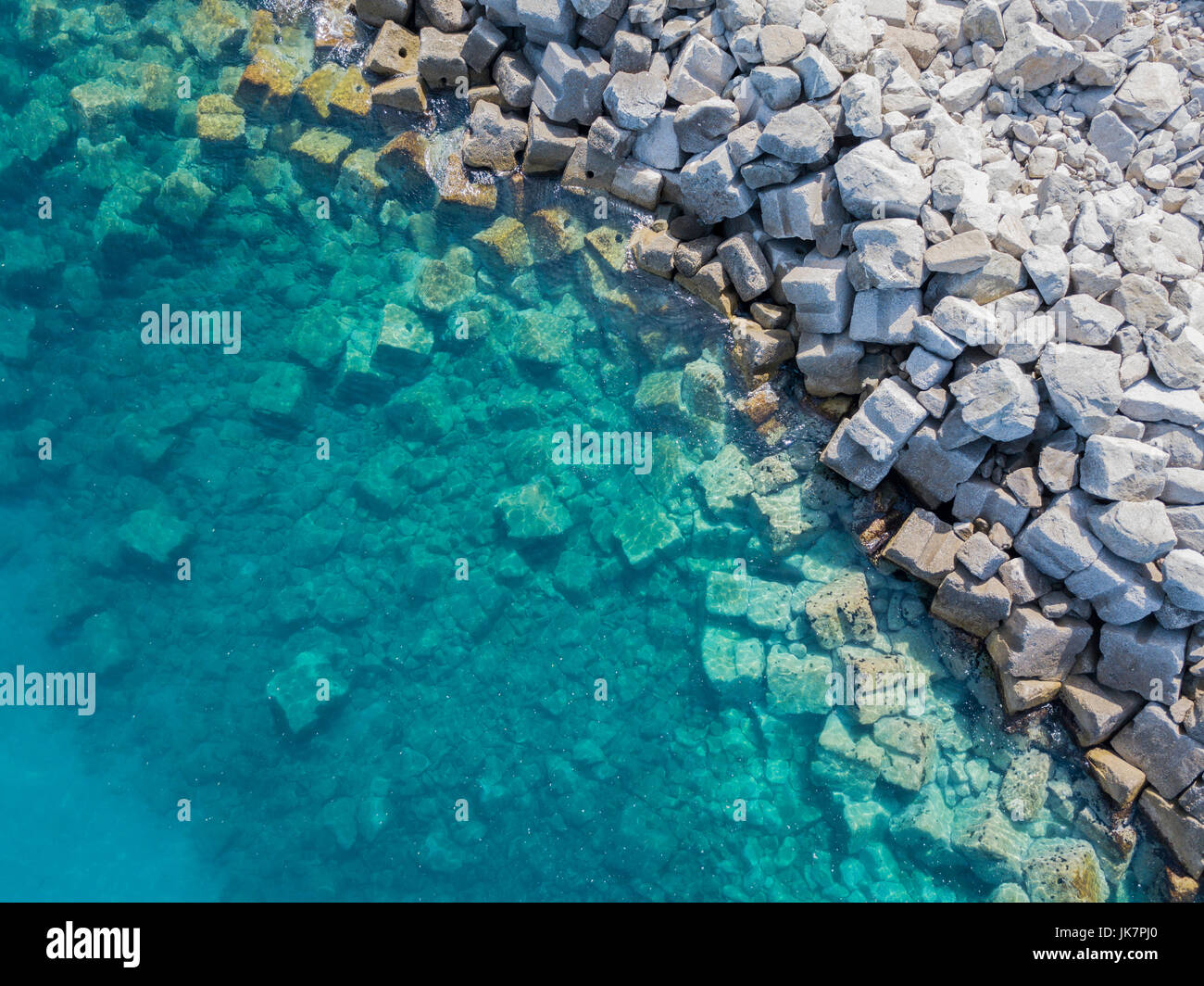 Aerial view of rocks on the sea. Overview of the seabed seen from above ...