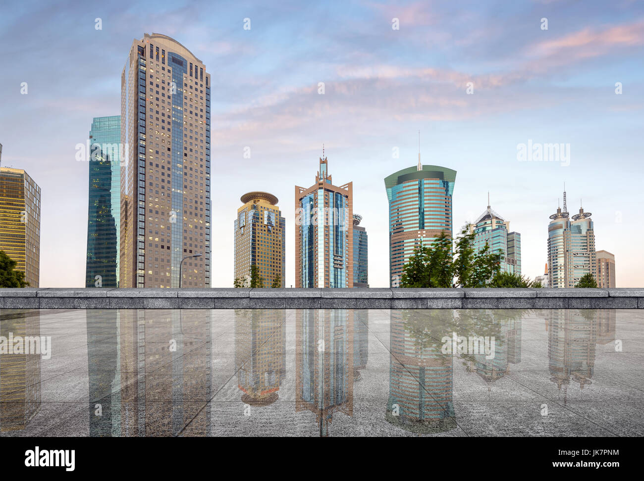 empty marble floor with cityscape and skyline in cloud sky Stock Photo ...