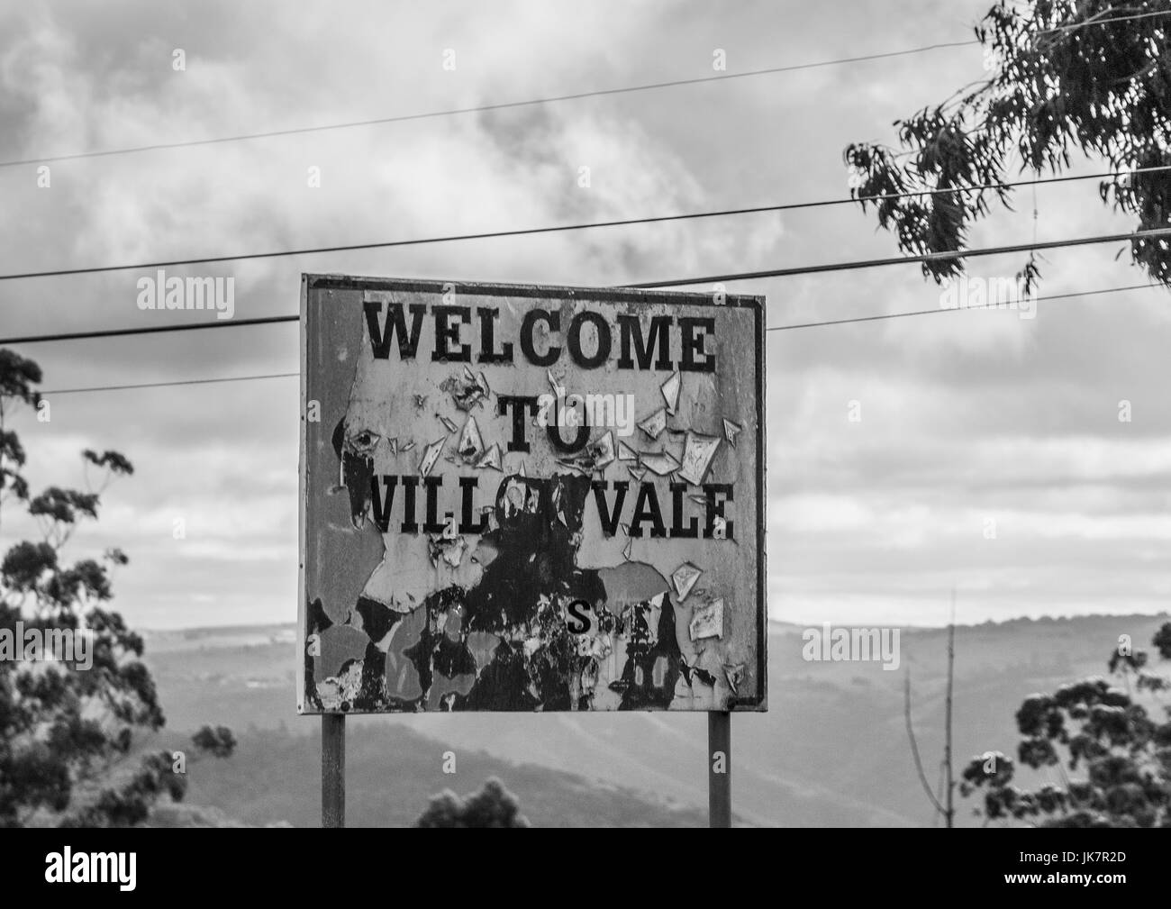 Old rusty town sign at Willowale at the Eastern Cape of South Africa ...