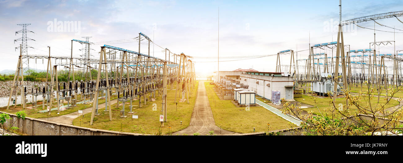 High voltage power substation, modern power facility Stock Photo - Alamy