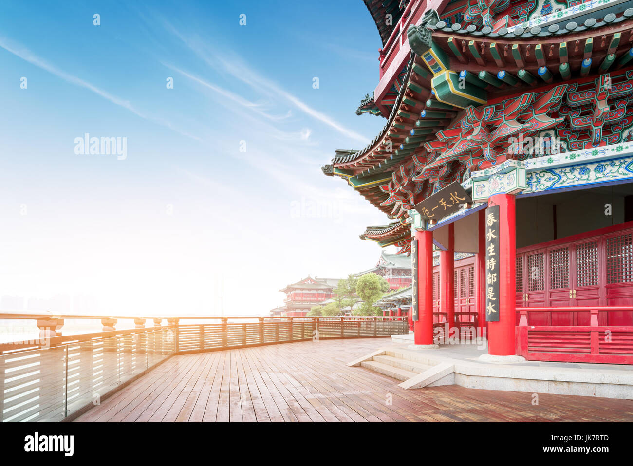Riverside promenade and Chinese classical architecture Stock Photo - Alamy