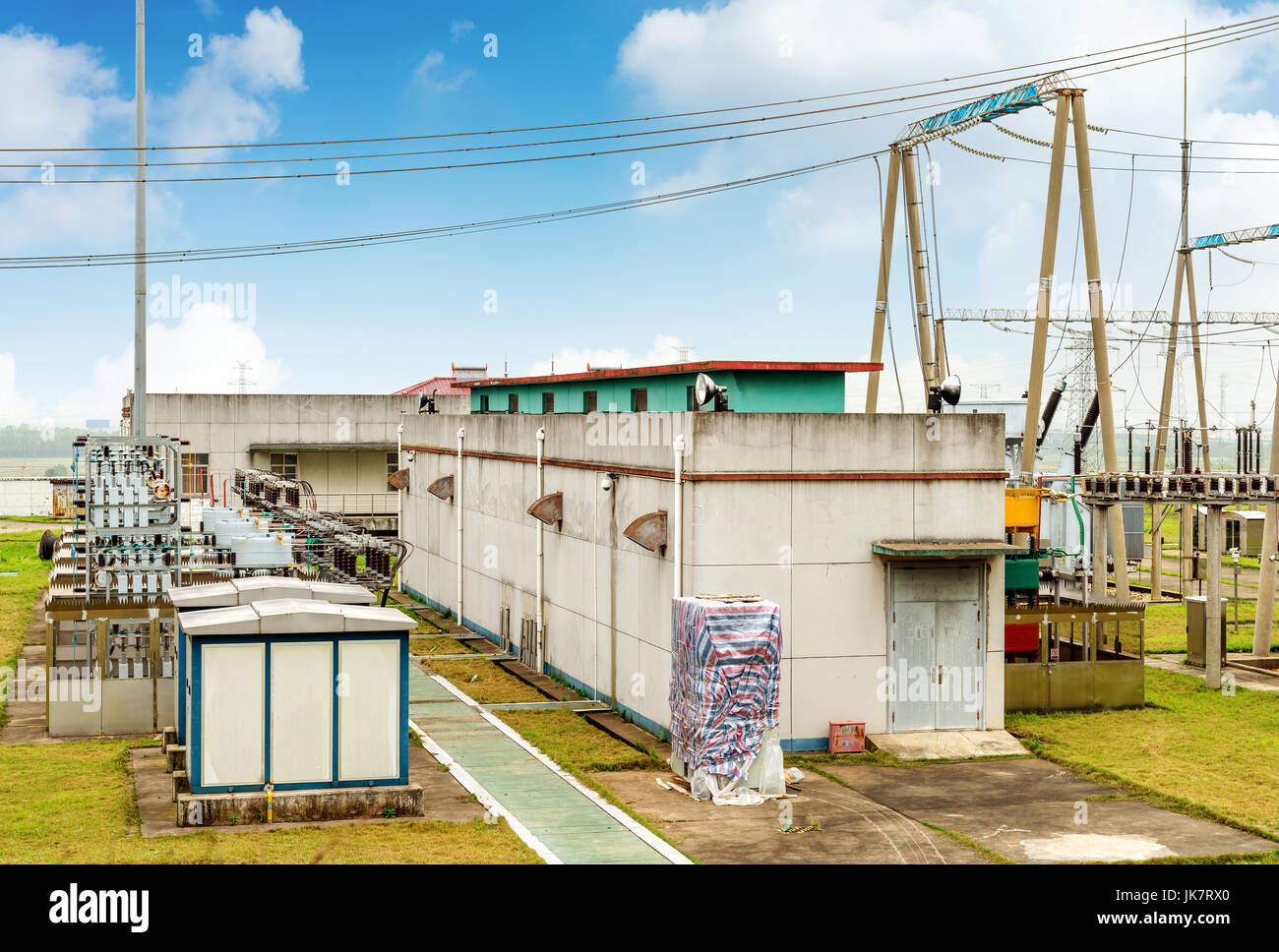 High voltage power substation, modern power facility Stock Photo - Alamy