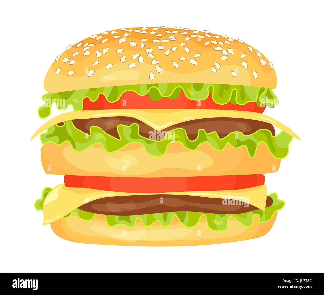Modern flat design vector illustration of big hamburger on white ...